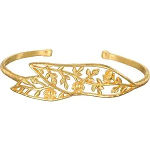 SATYA JEWELRY Expanding Beauty Lotus Cuff - Metallic Gold