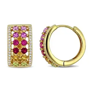 JULIANNA B. Multi-gemstone Huggie Earrings - Yellow-plated Sterling Silver