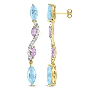 JULIANNA B. Wavy Drop Earrings Yellow Plated Silver - Blue Topaz