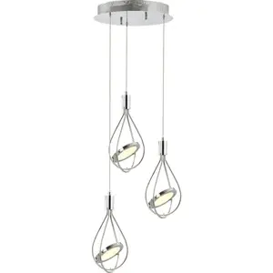 JONATHAN Y Orion Adjustable Modern Integrated 3-light Cluster Led Metal Pendant - Chrome