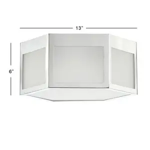 JONATHAN Y Minimo Hexagon Metal/frosted Glass Led Flush Mount