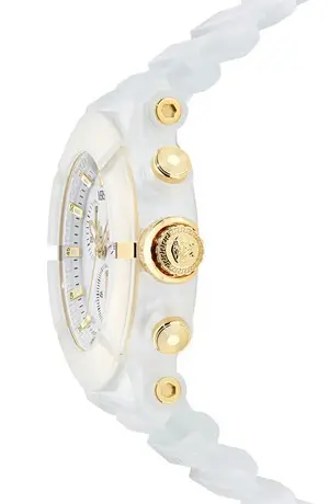 Versace Active Chronograph Silicone Strap Watch - Transparent White Ecoceramic