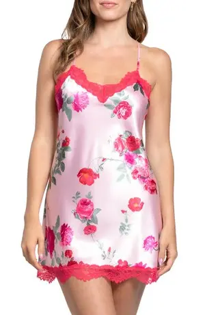 IN BLOOM BY JONQUIL Alyssa Floral Satin Chemise - Light Pink