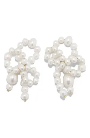 Completedworks Freshwater Pearl Drop Earrings - 18ct Gold Plated