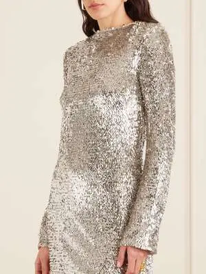 Simkhai Opal Sequined Mesh Mini Dress - Silver