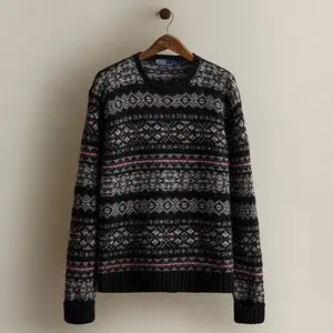 Ralph Lauren Vintage Patterned Lambswool Crewneck Sweater