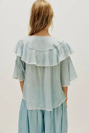 SPELL Bluebird Ruffled Blouse