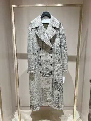 Dior Printed Coat - Gray, White