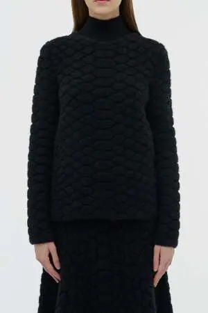Gabriela Hearst Cashmere Snakeskin Motif Crew Neck Pullover