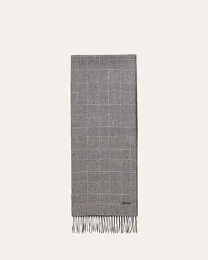 Brioni Silk And Cashmere Double-face Houndstooth Plaid Scarf