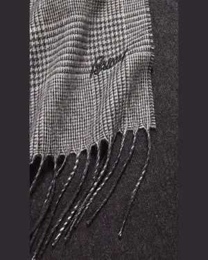 Brioni Silk And Cashmere Double-face Houndstooth Plaid Scarf
