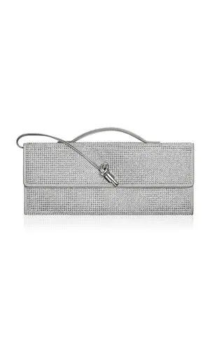 Bottega Veneta Andiamo Crystal-embellished Leather Clutch Silver