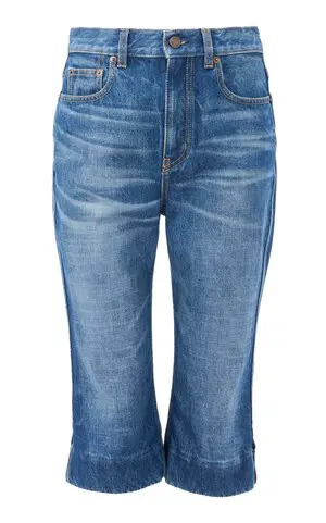 Chloé High-rise Capri Denim Shorts - Medium Wash