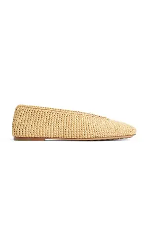 Bottega Veneta Crocheted Raffia Ballerinas - Neutral