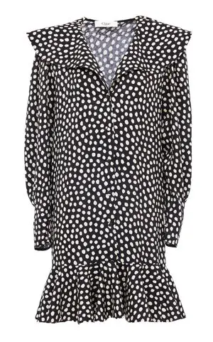 CHLOÉ Polka-Dot Silk Jacquard Mini Dress