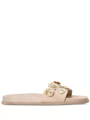 KOTRIS SANDALS Coin-embellished Leather Slides