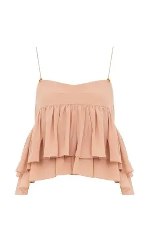 Chloé Silk Tiered Georgette Camisole - Pink