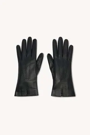 THE ROW Florence Leather Gloves - Black