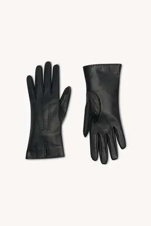 THE ROW Florence Leather Gloves - Black