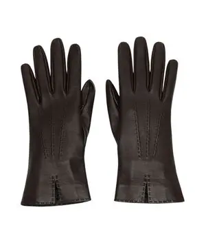 THE ROW Florence Leather Gloves - Dark Brown