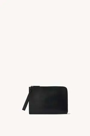 THE ROW Medium Leather Wristlet - Black
