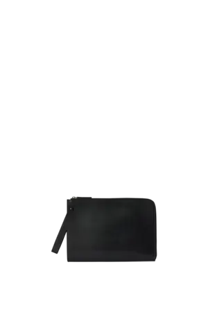 THE ROW Medium Leather Wristlet - Black