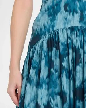 Michael Kors Abstract-print Midi Shirtdress - Seaglass Multi