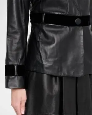 Emporio Armani Single-button Leather Jacket - Solid Blac