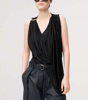 Loewe Draped Sleeveless Top - Black