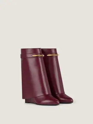 Givenchy Shark Pinch Leather Ankle Boots - Burgundy