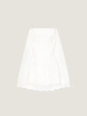 Givenchy Sliced Mini Dress In Lace With Cape - Off White