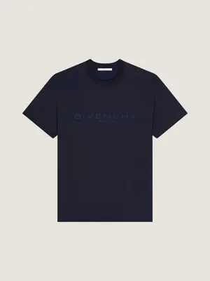 Givenchy T-shirt In Cotton And Silk With Paris Jacquard - Dark Navy