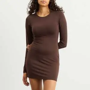 SKIMS Smooth Layers Crewneck Tunic Mini Dress - Espresso