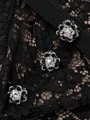 SELF-PORTRAIT Belted Embellished Lace Midi Dress