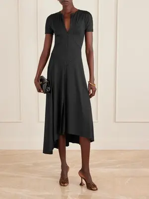 Victoria Beckham Stretch-jersey Zip-up Midi Dress - Black