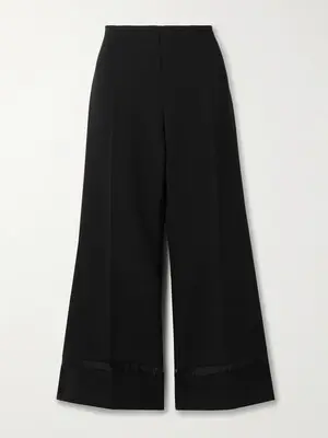 Khaite Wallace Organza-trimmed Crepe Wide-leg Pants