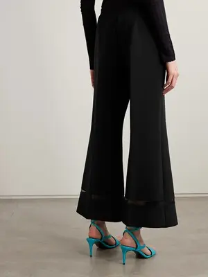 Khaite Wallace Organza-trimmed Crepe Wide-leg Pants