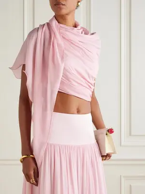 Posse Solene Asymmetric Draped Georgette Top - Pink