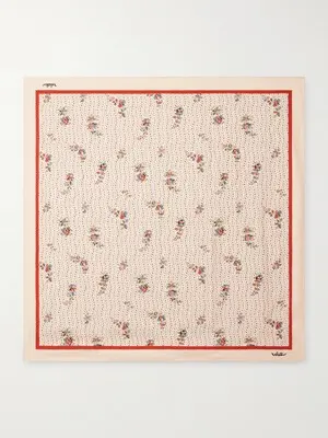 Valentino Garavani Printed Silk-twill Scarf - Cream