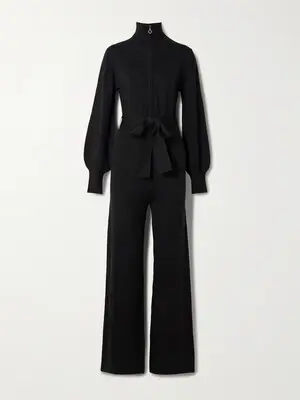 WE NORWEGIANS Geilo Belted Merino Wool Jumpsuit - Black