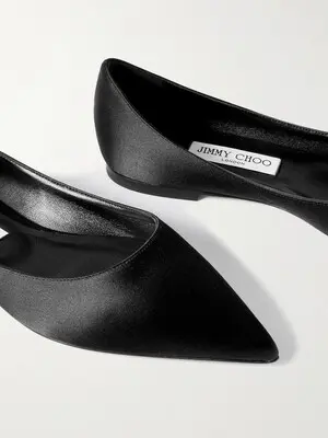 JIMMY CHOO Love Satin Ballerinas - Black