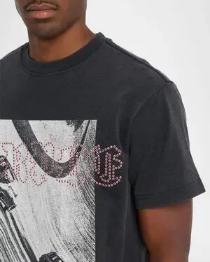 PURPLE BRAND Apos;s Cotton Studded-logo Graphic T-shirt - Black