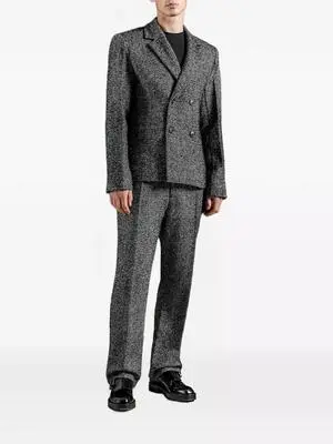 Manière De Voir Didier Double-breasted Herringbone-pattern Black Blazer