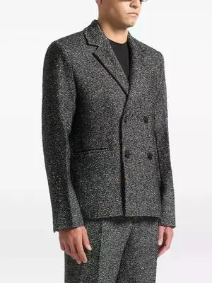 Manière De Voir Didier Double-breasted Herringbone-pattern Black Blazer