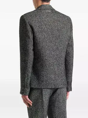 Manière De Voir Didier Double-breasted Herringbone-pattern Black Blazer