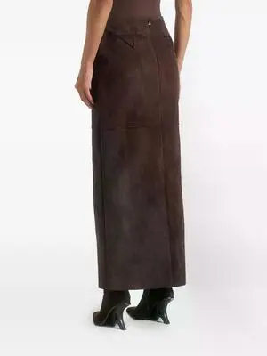 Manière De Voir Manere De Voir Suede Maxi Skirt - Brown