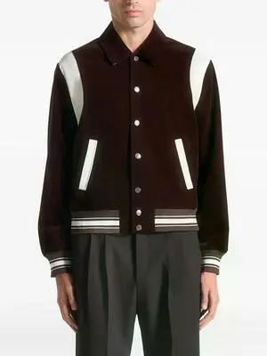 Manière De Voir Velvet & Satin Varsity Jacket - Brown