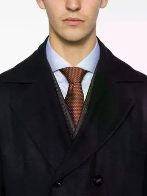 Kiton Double-breasted Cashmere Coat - Blue