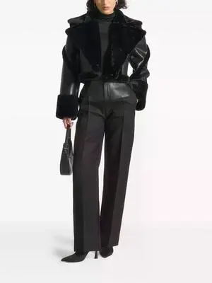 Manière De Voir Faux-leather & Plush Jacket With Detachable Sleeves