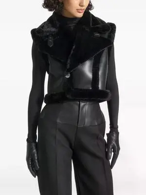 Manière De Voir Faux-leather & Plush Jacket With Detachable Sleeves